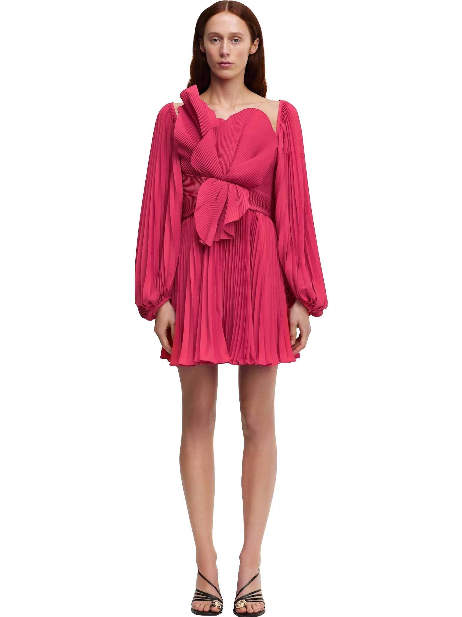 ACLER ACLER ONLINE AU Pleated Mini Dress with Bow Detail